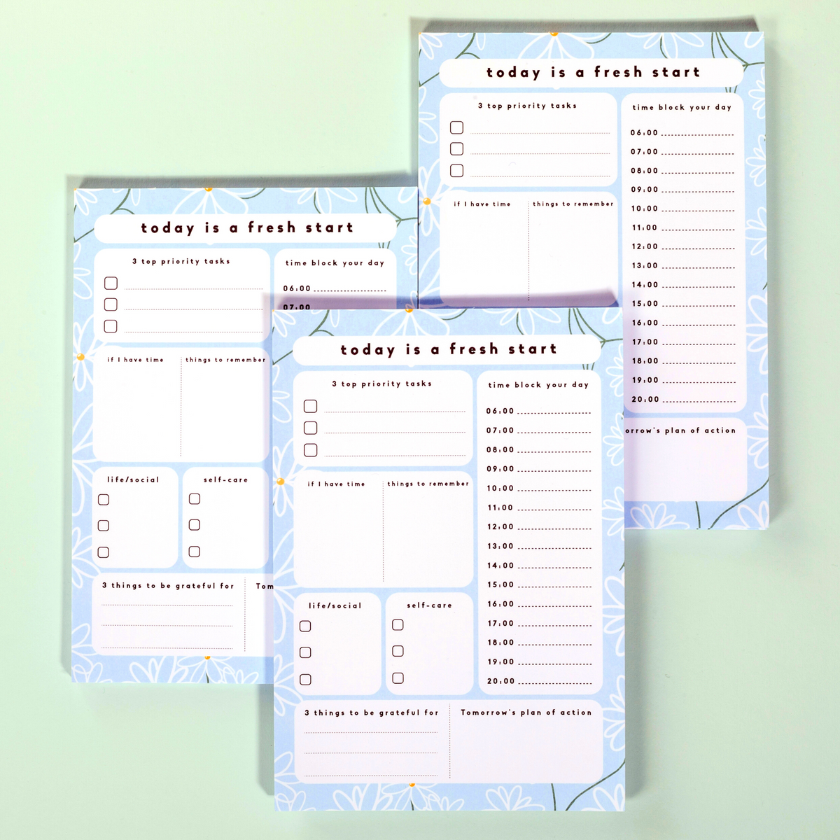 Today is a fresh start - A5 Daily desk planner | The Calming Club